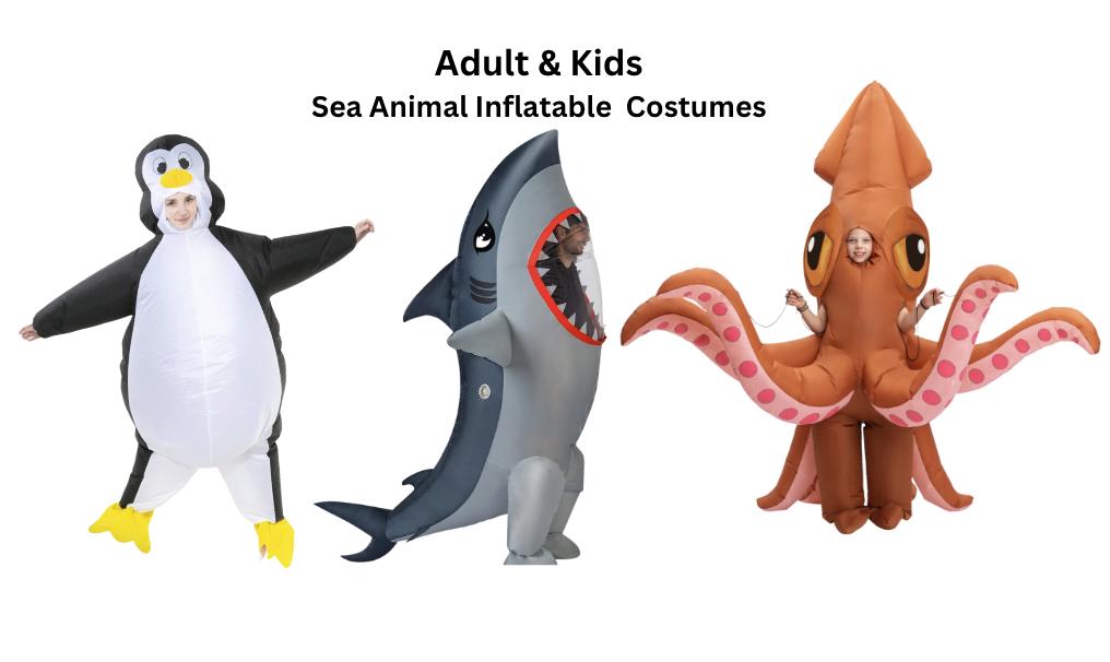 Adult Kid Full Body Inflatable Sea animal Squid Penguin Shark Hallowee ...